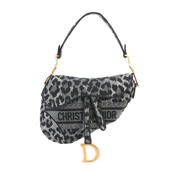 Dior | Bags | Christian Dior Mizza Saddle Bag Shoulder Canvas Black ...